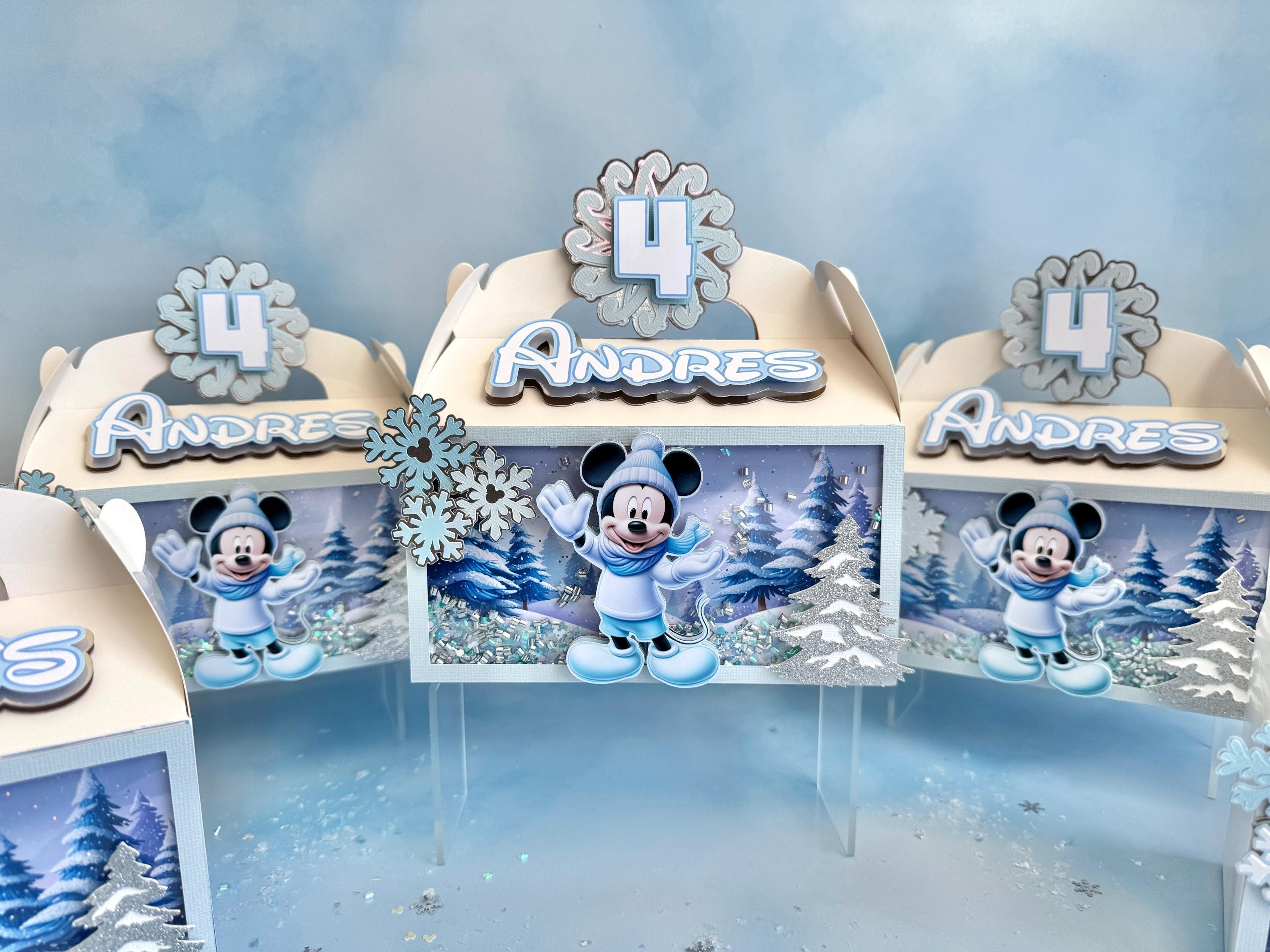Mickey Mouse Winter Wonderland Gable Box First Birthday Baby Party ...