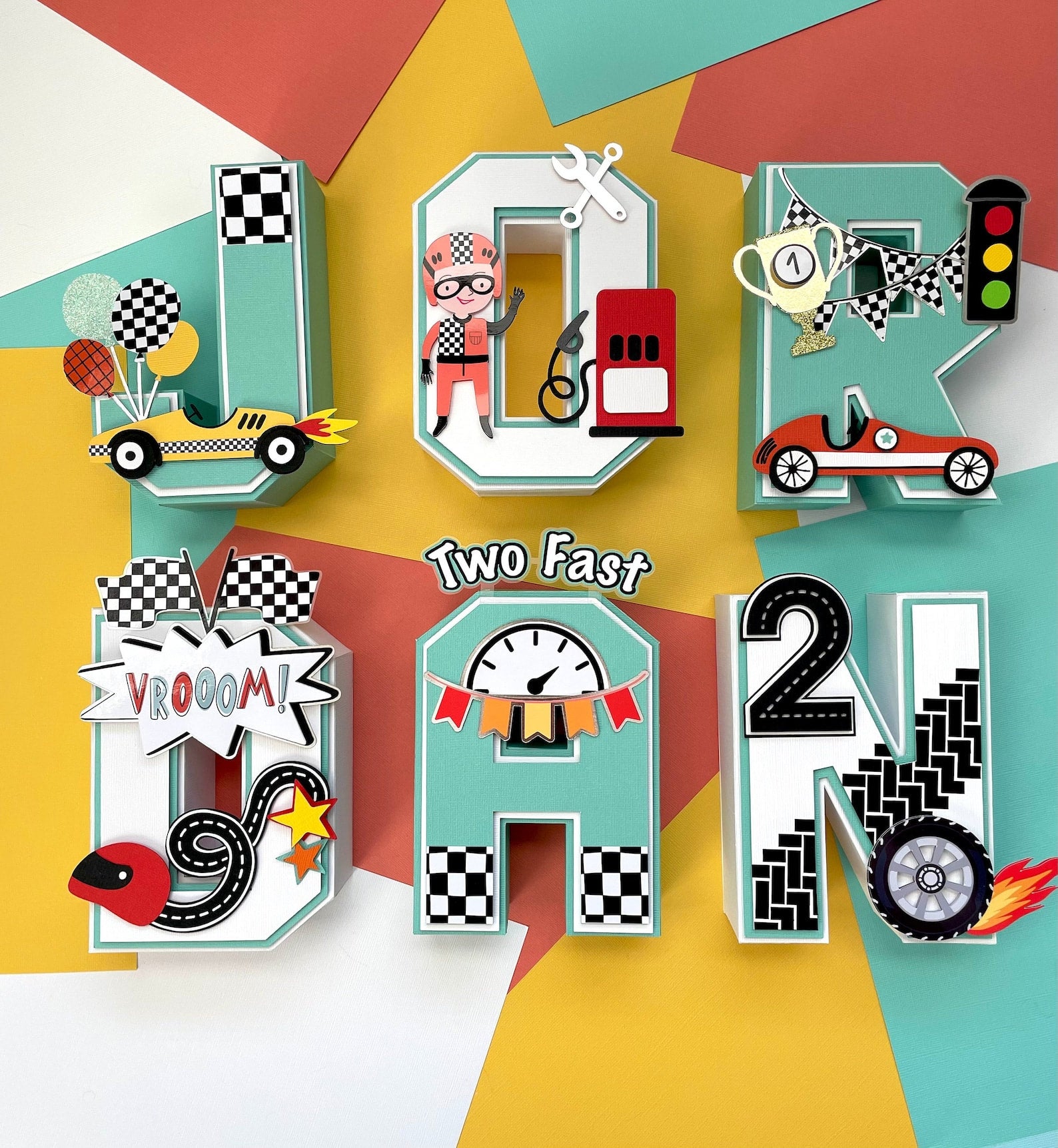 Vintage Race Car 3D Letters | Sofi's Corner Crafts | Custom Party Decor ...